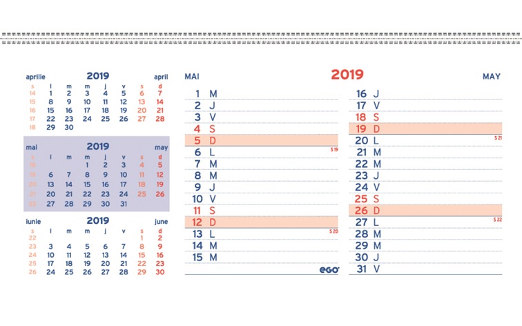 Calendar triptic de birou - Agende si calendare